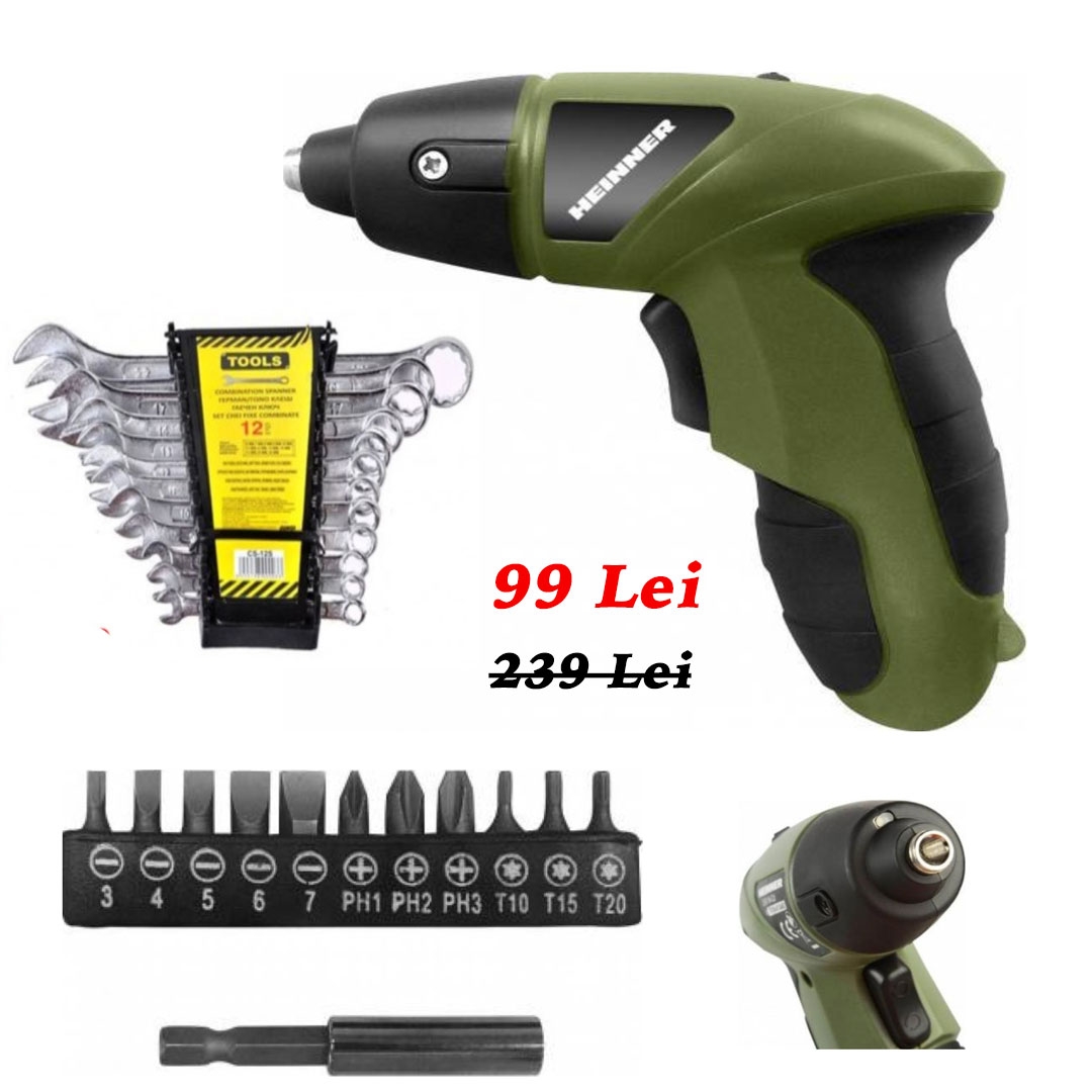 Bormasina electrica Heinner ACM 3.6V LI-ION, Usb, acumulator si lumina ...