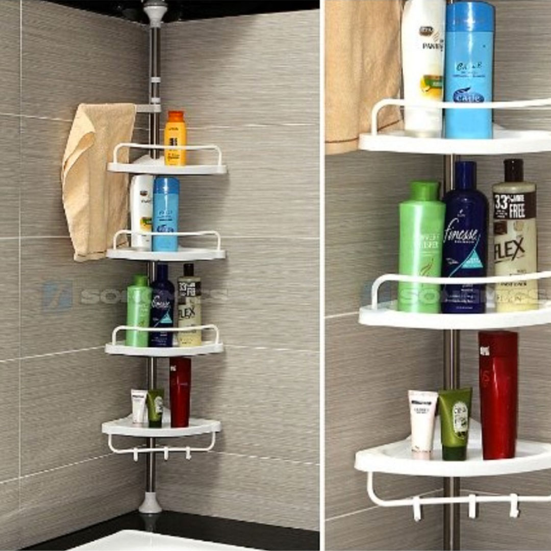 Etajera colt pentru baie, 4 rafturi - Mega Reduceri