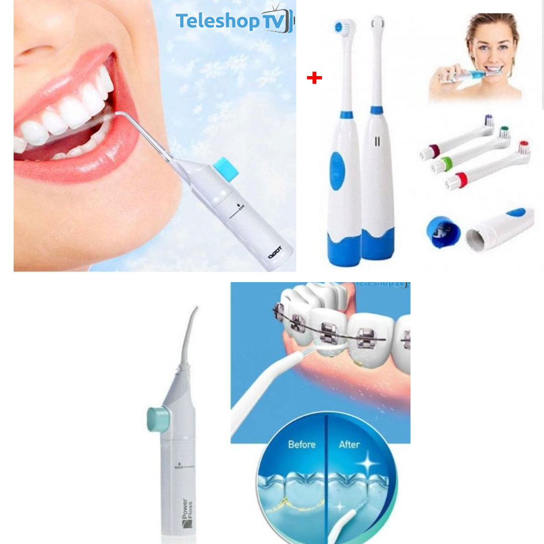 Irigator, dus bucal Detal Power Floss + Periuta electrica de dinti, 3 ...