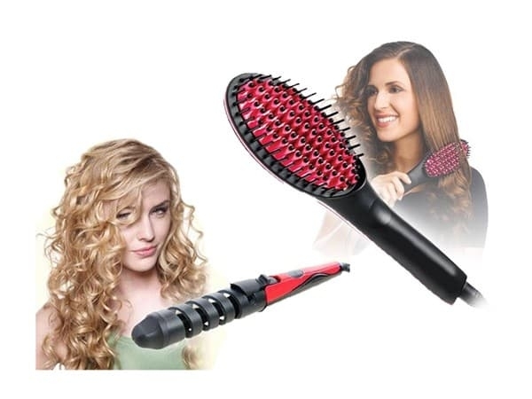 Ondulator bucle mari ceramic + Perie indreptat parul Simply Straight ...