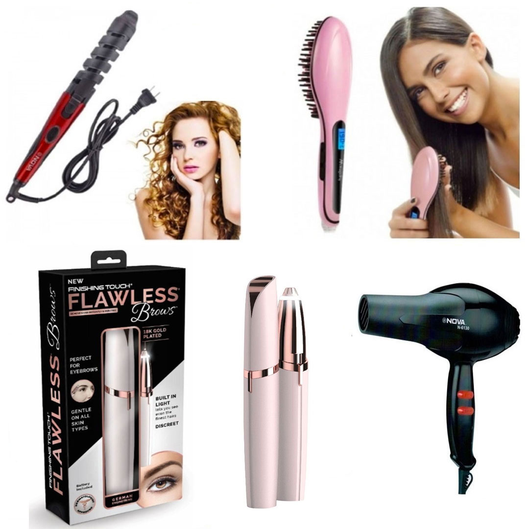 Ondulator profesional pentru bucle perfecte + Perie Electrica de intins ...