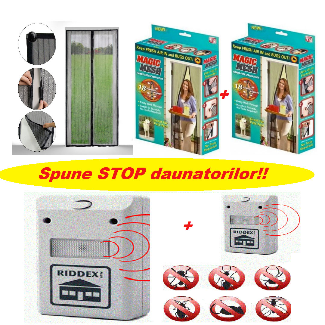 Perdea anti-insecte Magic Mash cu inchidere magnetica + Aparat ...