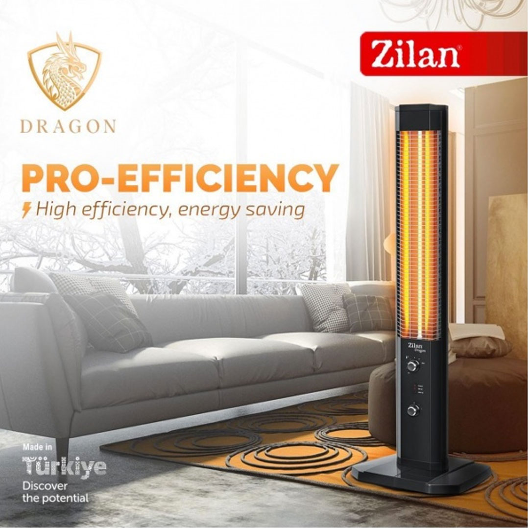 Radiator cu infrarosu vertical Zilan 3123, 1800 W, negru - Mega Reduceri