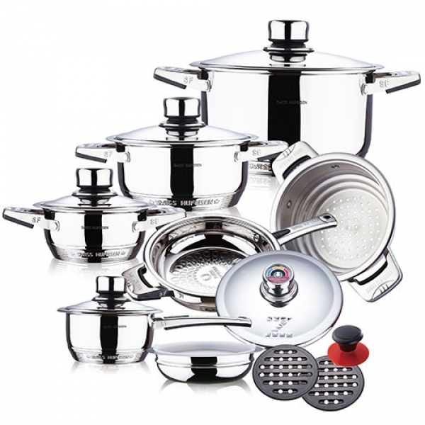 Set oale inox 19 piese/9 straturi Calitate Elvetiana, Platinum Cookwear ...