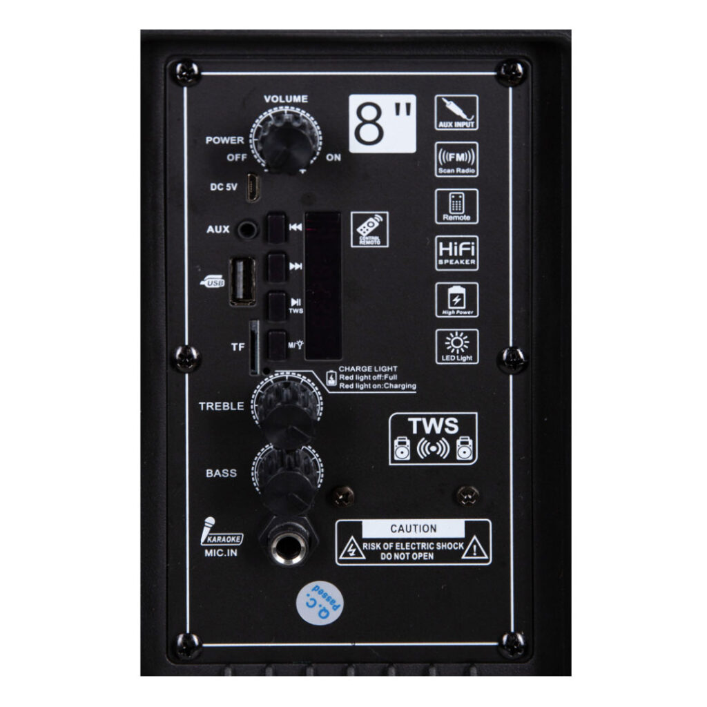 Boxa bluetooth portabila RIF REFCO ® RF-2157-8, tip troler, putere 200W ...