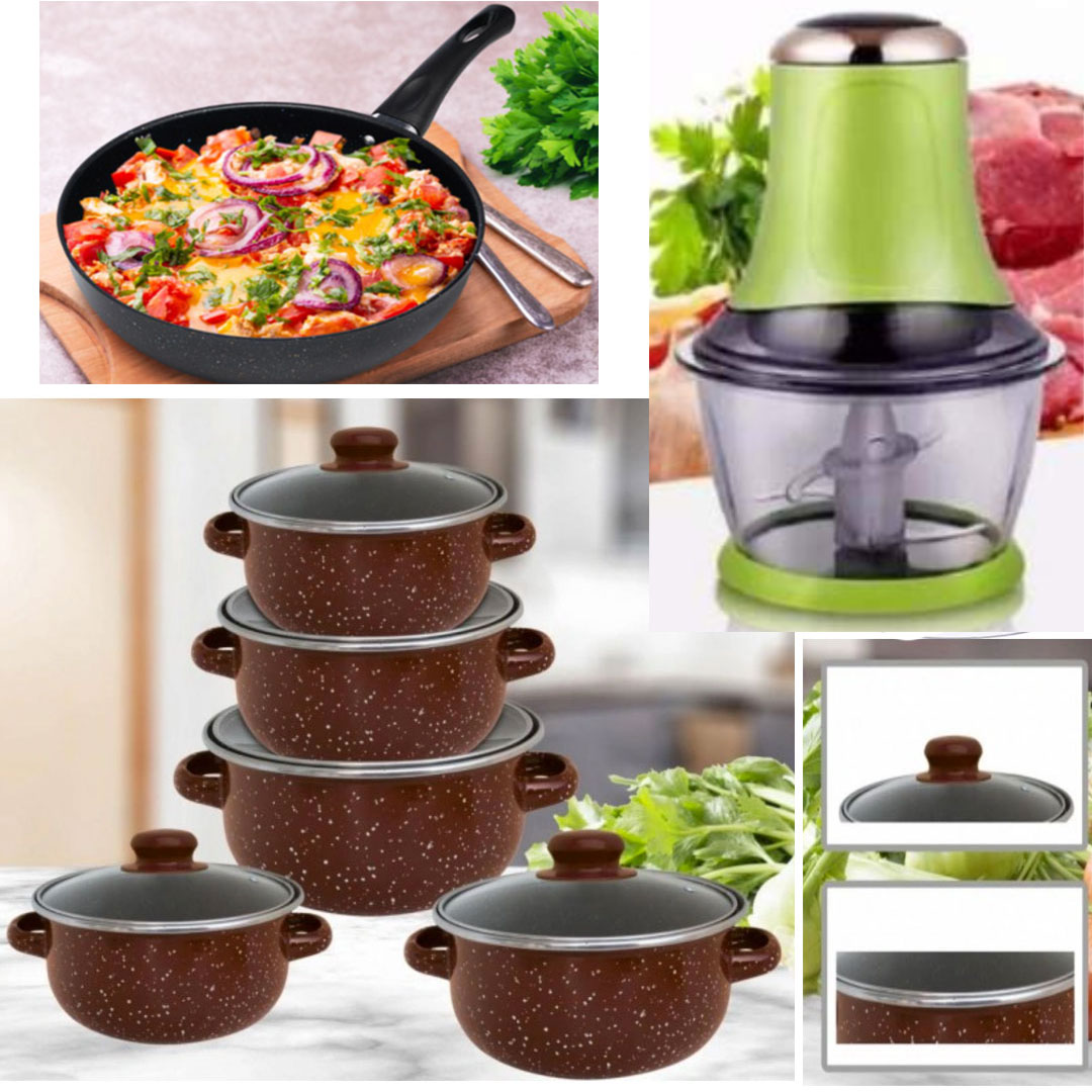 Set de gatit Vanora Tara 10 piese + Robot de bucatarie electric/Tocator ...